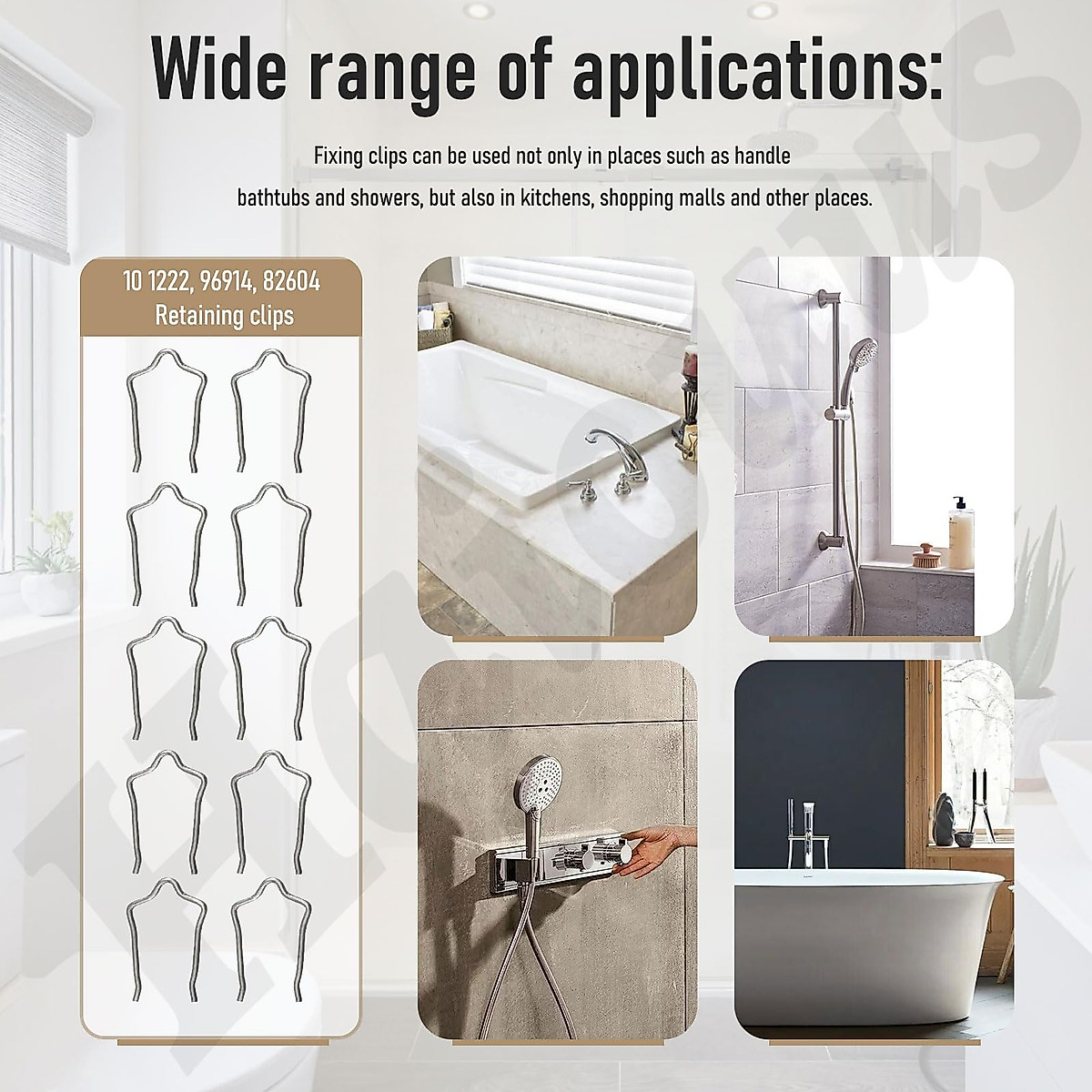 10 Pieces 96914 Retainer Clip, Compatible with Moen handle tub/shower, Shower Retainer Clip fit for 96914, 82604, 1222 Cartridge, for Replaces One-Handle Posi T-emp Tub Shower Faucet Cartridge