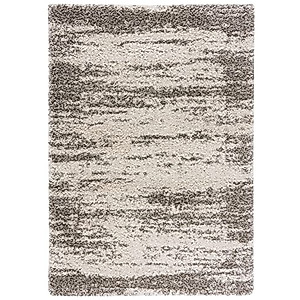 Safavieh Hudson Shag Collection Accent Rug - 2' x 3', Ivory & Grey, Abstract Design, Non-Shedding & Easy Care, 2-inch Thick Ideal for High Traffic Areas in Entryway, Living Room, Bedroom (SGH203A)