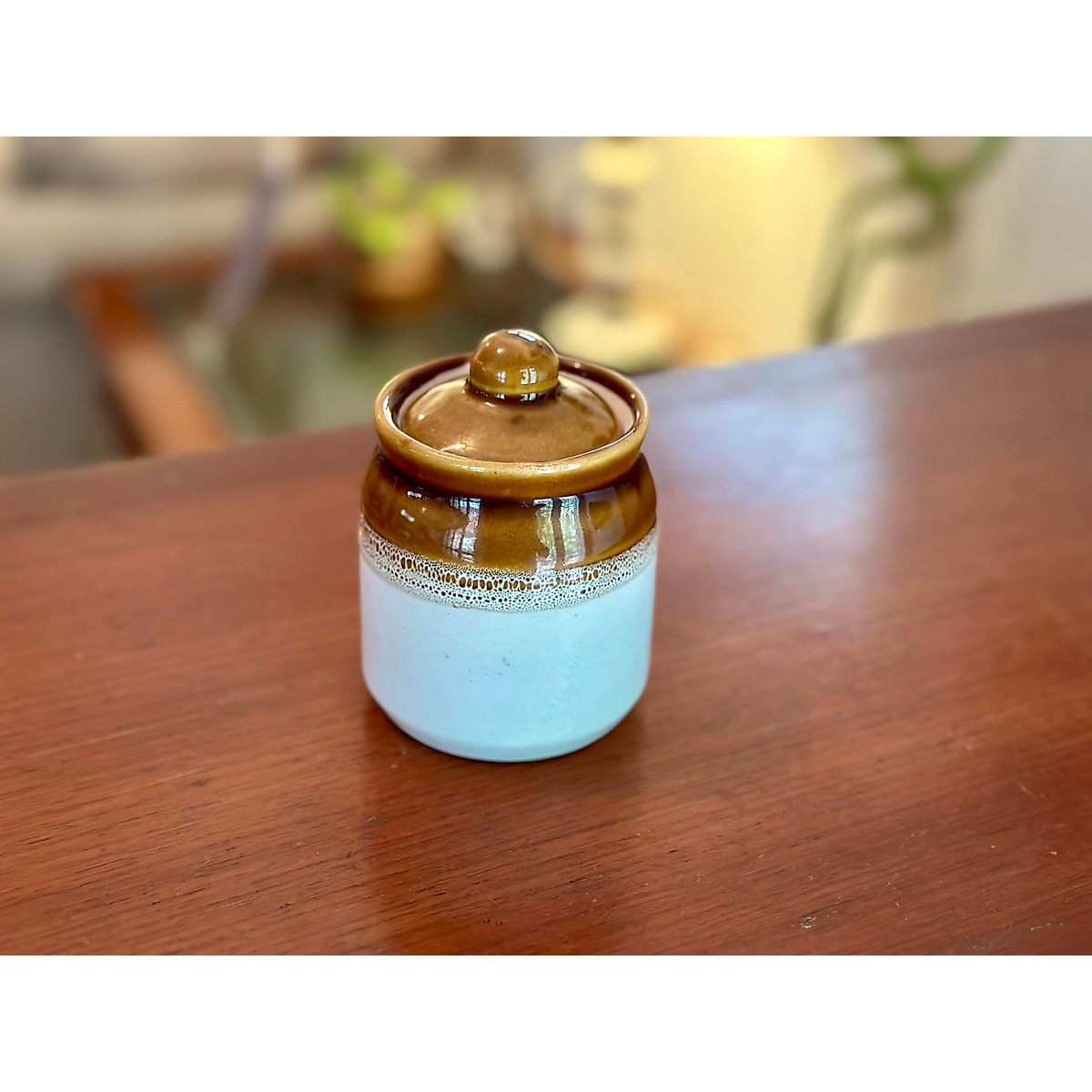 Decorative Ceramic Jar With Lid For Kitchen Pantry Countertop Home Dining Table Accessories Condiment Pickle Spice Coffee Tea Caddy Sugar Salt Herbs Food Storage Canister Holder Hand Painted