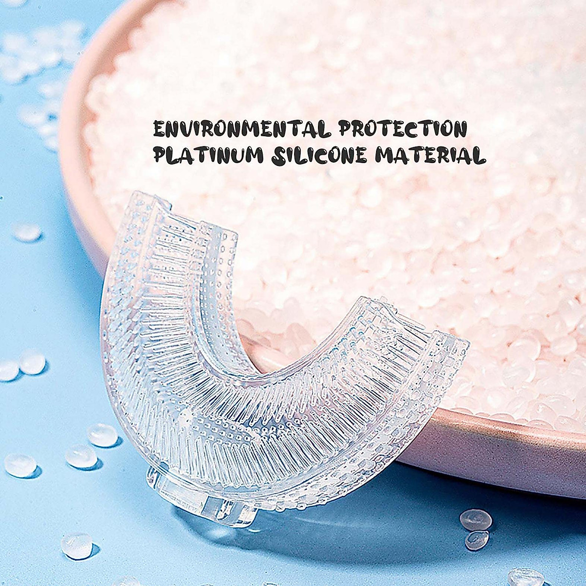 AUUI 1 Pieces Mini U-Shaped Manual Toothbrush,Kids Toothbrushes with 360°Cleaning Whitening & Food Grade Silicone Toothbrush,Soft Brush Heads,Dolphin Cartoon Handle,Special Design for 8-12 Years