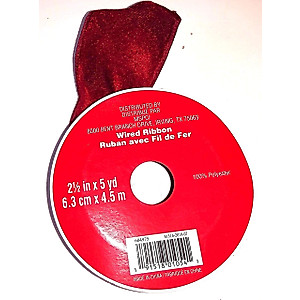 2.5 in. x 15 feet Burgandy Velvet Wired Ribbon ith foil edgew