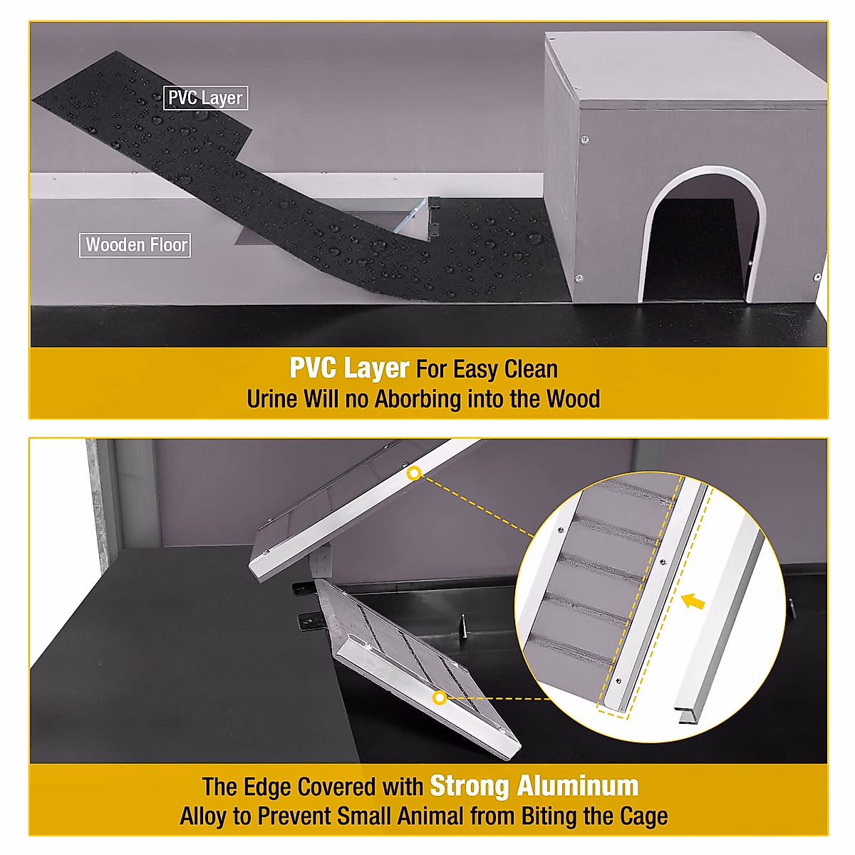 Aivituvin Guinea Pig Cage Chew Proof Hamster Cage Metal Frame Rat House Small Animal Habitat Critter Nation Cage 2 Levels Double Use Movable