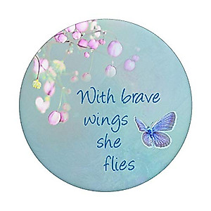 Cell Phone Pop Out Button Holder Light Blue Butterfly Floral PopSockets PopGrip: Swappable Grip for Phones & Tablets