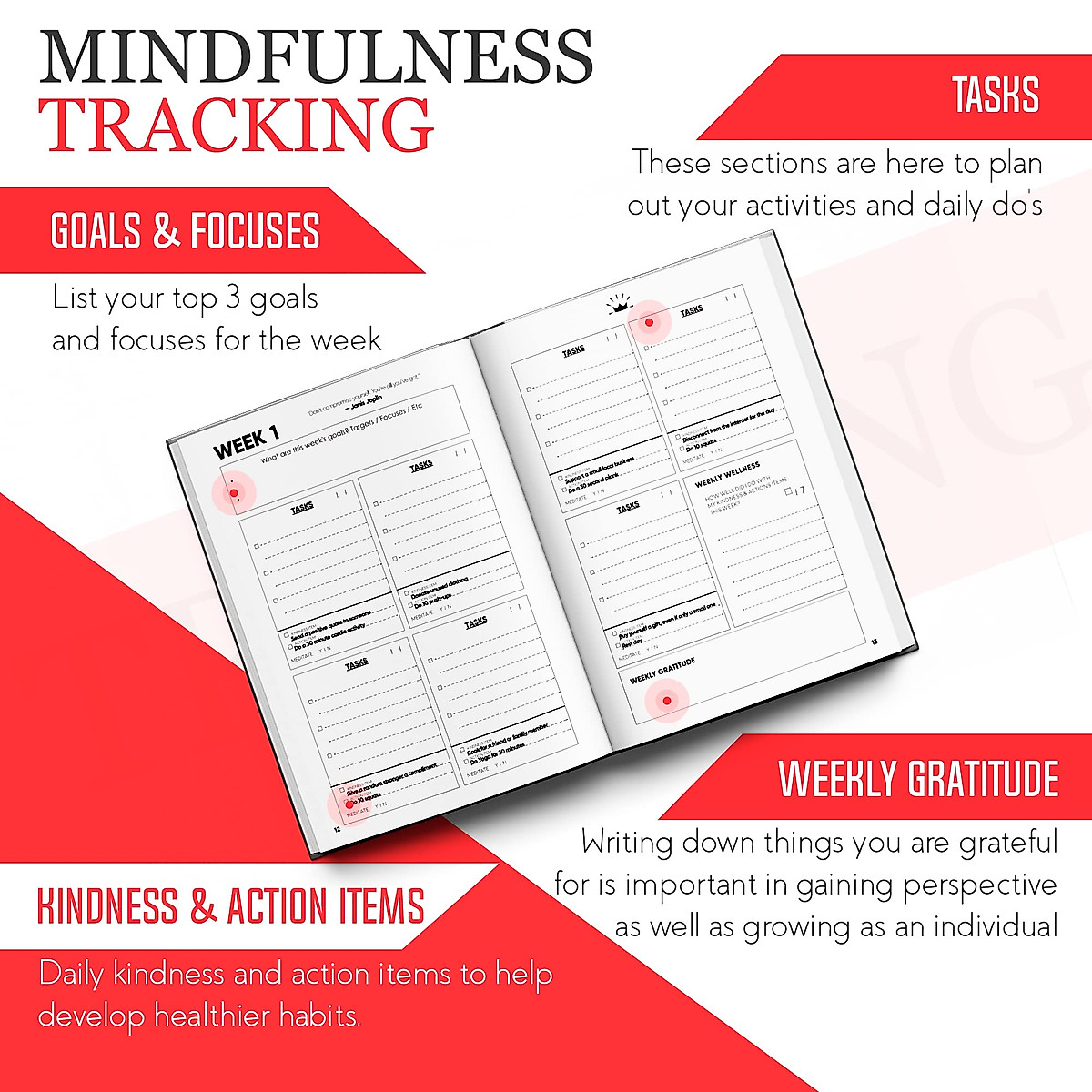 A Better Today Wellness Planner and Journal - Best Weekly and Monthly Calendar for Happiness, Gratitude, and Focus. - Achieve Your Goals to Accomplish Your Better Today - 6 Months Undated (Black)