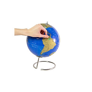 Bullseye Office - Magnetic Scratch Off World Globe (Lacquer Finish) - 10" Magnetic Standing World Globe with Magnetic Pins - Perfect as Office Desk Globe, Classroom Globe, or Travelers Globe (Blue)