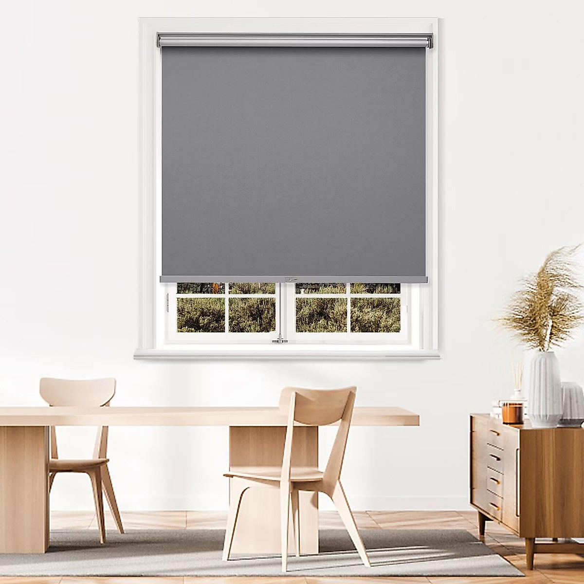 MYshade Blackout Roller Shades for Windows, Cordless Roller Window Shades, Roll Up Window Blinds with Thermal Insulated, UV Protection, Easy to Install for Home and Office, 30" X 72"(Grey)