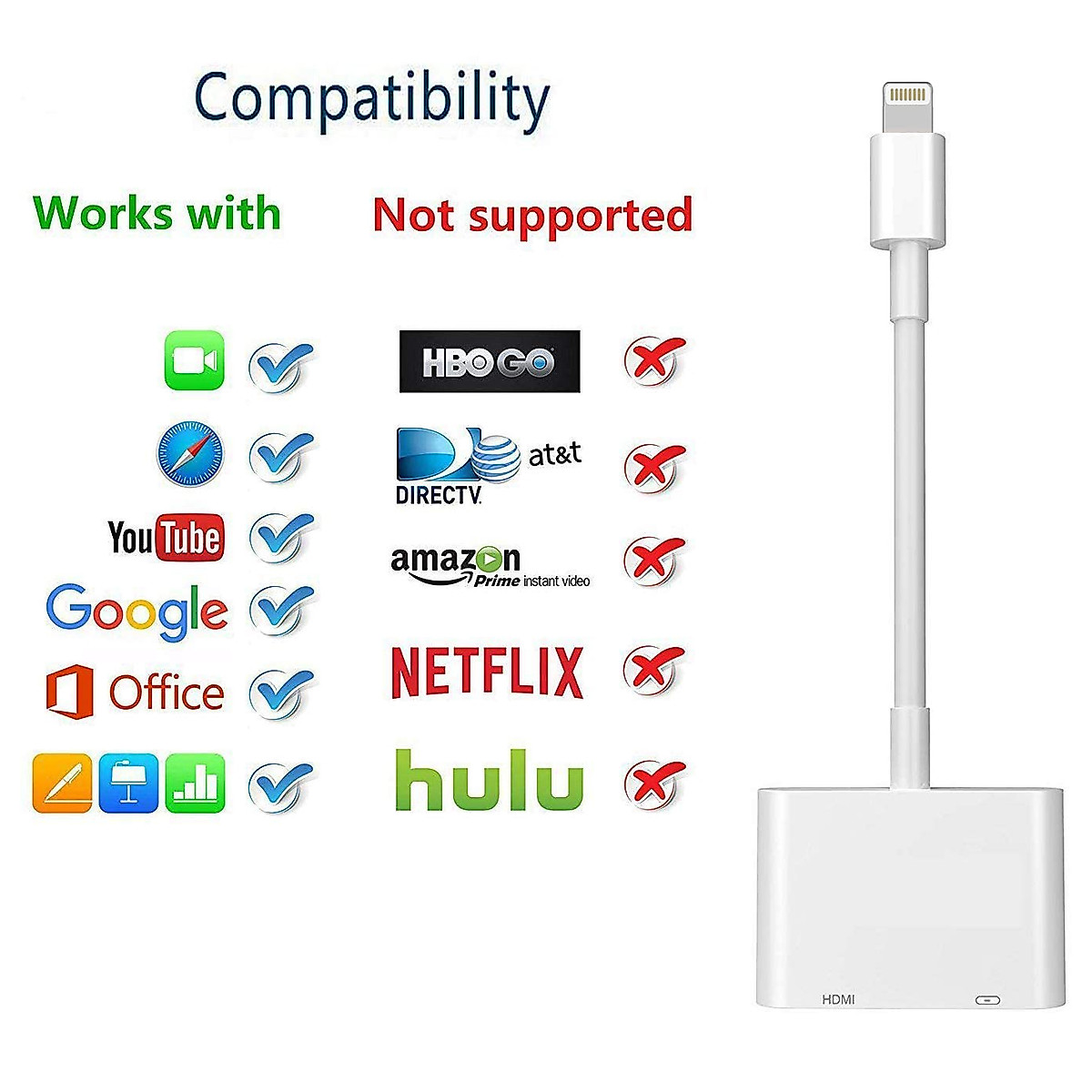 Wahbite iPhone to HDMI Adapter, Lightning to HDMI Cord for iPhone 12/11/XS/XR/X/8/7/SE iPad to HD TV/Monitor/Projector