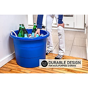 United Solutions 19 Gallon Rope Handle, Heavy-Duty Organization and Easy-Access Storage Tub, Multi-Purpose, Made with Rugged Plastic, Pack of 2, 2-Pack, Blue, 2 Count