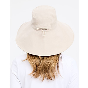 Solbari Ultra Wide Cotton Linen Hat - UPF50+ Packable UV Sun Protection Hat with Large Brim and Detachable Strap, Light Natural, Small - Medium