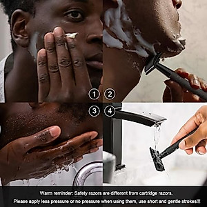 Matte Black Double Edge Safety Razor for Men, with 10 Platinum Coated Double Edge Safety Razor Blades, Single Blade Razor for Men Shaving, Reusable Travel Essentials Women Razor