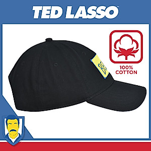 Concept One Ted Lasso Dad Hat, Believe Print Cotton Adjustable Baseball Cap with Curved Brim, Black, One Size