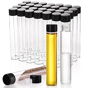 Nicunom 30 Pack Clear Small Glass Vials with Screw Caps and Plastic Stoppers, 30ml Empty Vials Liquid Sample Vial, Leak-Proof