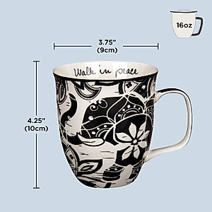 Karma Gifts 16 oz Black and White Boho Mug Celestial - Cute Coffee and Tea Mug - Ceramic Coffee Mugs for Women and Men