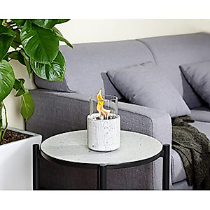 Home Zone Living Concrete Portable Tabletop Round 4.7" Mini Fire Pit Bowl, Wick Included, Indoor, Outdoor Use, Patio, Deck, Balcony Safe, Ethanol Alcohol, Smokeless, Long Burning, Fireplace, Soot Free