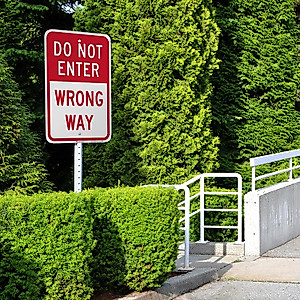 SmartSign 18 x 12 inch “Do Not Enter - Wrong Way” Metal Sign, 63 mil Aluminum, 3M Laminated Engineer Grade Reflective Material, Red and White, Made in USA