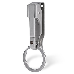 KeyUnity EDC Belt Keychain Clip Quick Release, Stainless Steel Duty Belt Key Ring Holder for Pants, Jeans, Trousers (Silver)