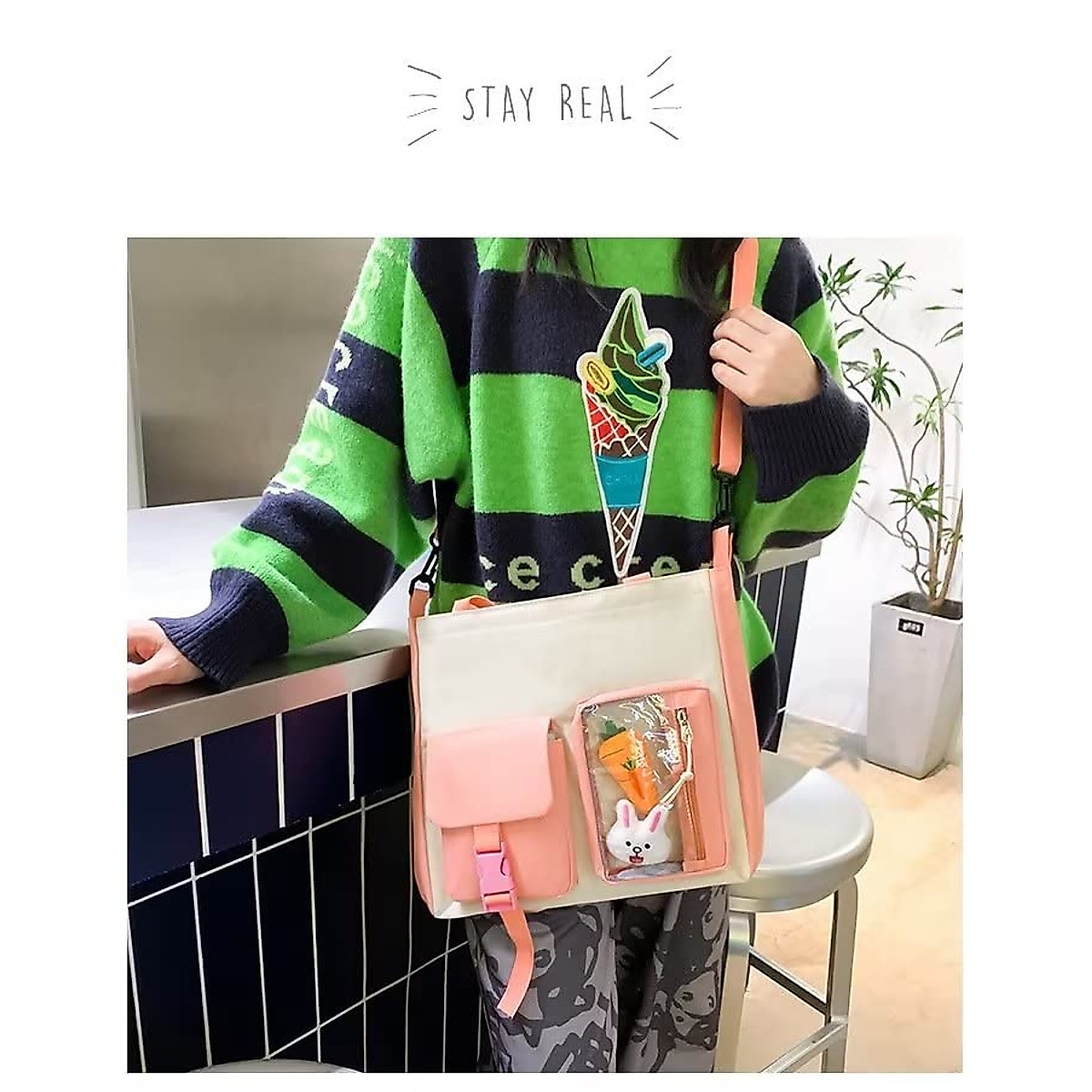 MOJIDUO Kawaii Backpack Pins Accessorie 4Pcs Set Cute Kawaii Rucksack for School Bag Cute Aesthetic Backpack