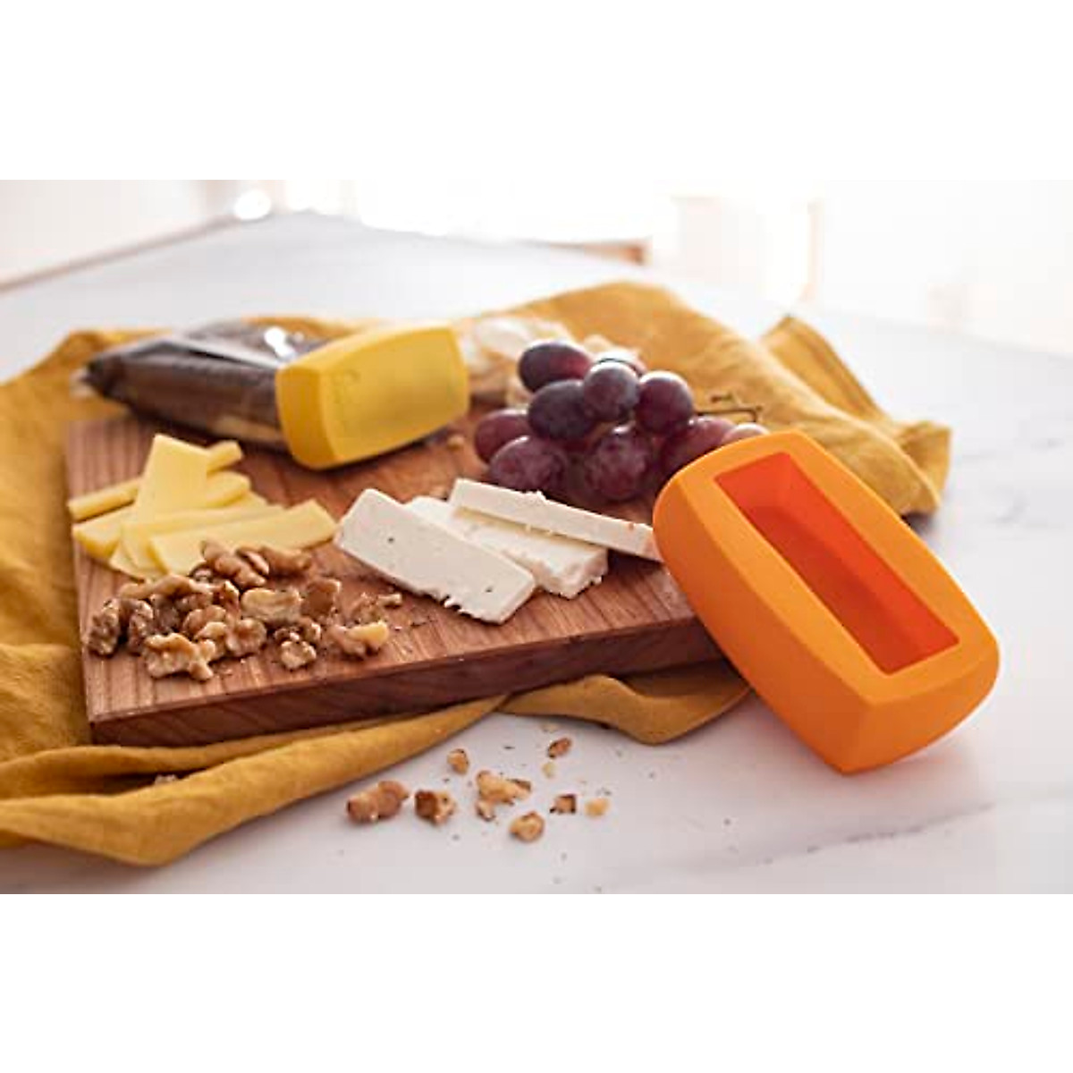 Food Huggers Cheese Huggers Set of 4 Reusable Silicone Savers Cheese Paper Alternative | Store Cheddar, Swiss, Colby Jack and More