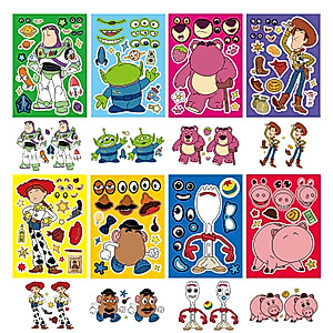 Toy Inspired Make a face Stickers,Make You Own Stickers DIY Cartoon Stickers for Party Decoration Party Supplies Birthday Gift Laptop Luggage Notebook Stickers(24 PCS)