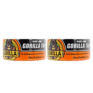 Gorilla Black Duct Tape, 1.88" x 12 yd, Black, (Pack of 2)
