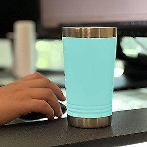 LaserGram 16oz Vacuum Insulated Pint Tumbler, Sign Language I Love You, Personalized Engraving Included (Teal)