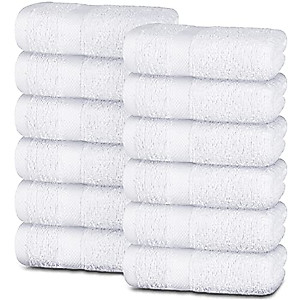 Wealuxe White Hand Towels for Bathroom 12 Pack 16x27 Inch, Cotton Hand Towel Bulk for Gym and Spa, Soft Extra Absorbent Quick Dry Terry Bath Towels