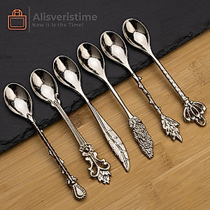 Alisveristime Traditional Ottoman Motif Tea Spoons - Decorative Stirring, Sugar, Tea Spoons (Set of 6) (Motif) (Silver)