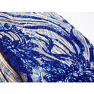 SJD LACE African Lace Fabric 5 Yards, French Floral Embroidery Sequined Lace Fabric Nigerian Tulle Lace for Wedding Party Dress Sewing