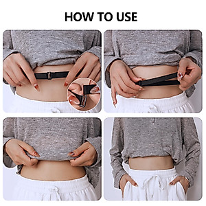 2PCS Crop Adjustable Band, Crop Tool for Shirt, Crop Band for Tucking Shirts, Elastic Belts for Women Tops, Shirt Band for Transform The Way You Style Your Tops (Black + White)