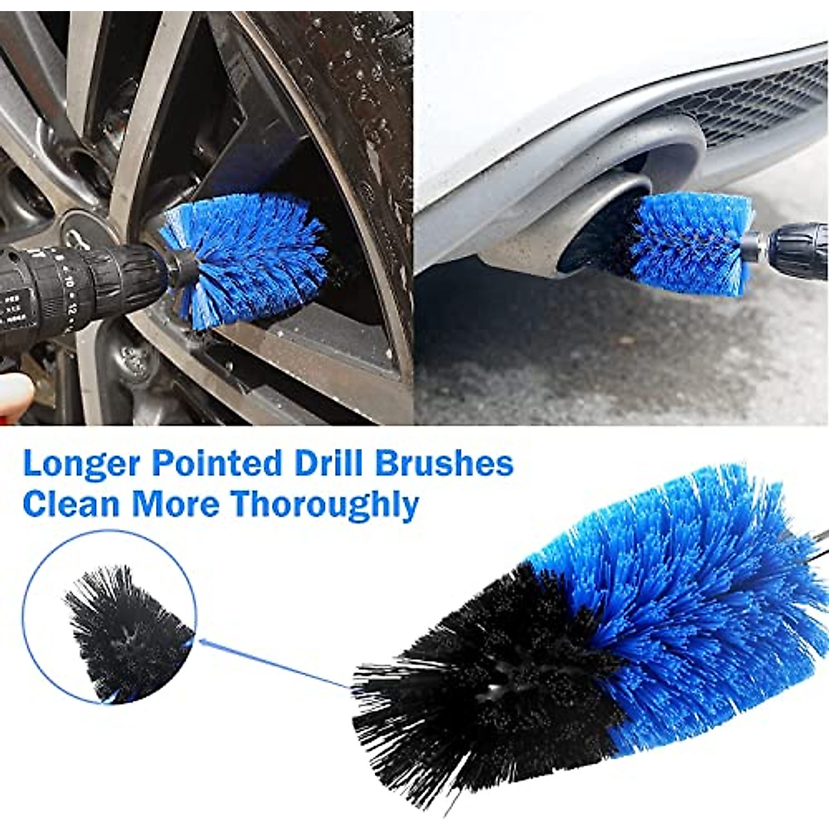 CLEAFOU 7 Pcs Drill Brush Attachment Set with Extend Attachment All Purpose Power Scrubber Brush Cleaning Kit for Bathroom Surfaces, Grout, Floor, Tub, Shower, Tile, Kitchen and Car, Blue