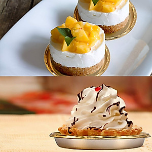 Abuhem 3 Inches Mini Cake Boards Stands Rounds 100pcs, Disposable Gold Mousse Cake Circle Cardboard with Coated Greaseproof Base Perfect for Cake Decorating for Wedding, Birthday, Party, Home (Gold)