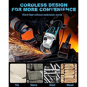 4 1/2 Cordless Angle Grinder, [2-Pack 18V 5.5 Ah Battery Included] Mini Powered Angle Grinder, Tool Kit with Handle, Grinding Wheel, Cutting Wheel, Flap Disc and Carving Disc