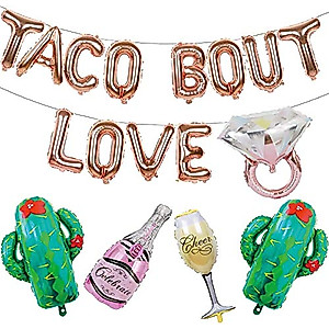 Taco Bout Love Balloon,Rose Gold Taco Bout Love Banner Party Decor for Mexican Fiesta Themed Bridal Shower Bachelorette Wedding Engagement Anniversary Party Decorations Supplies