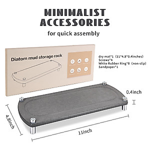 Water Absorbing Stone Tray for Sink, Stone Drying Mat for Kitchen Counter, Diatomite Tray Used for Hand Soaps & Plants & toiletries in The Modern Home, Fast Drying Sink Caddy(Grey)