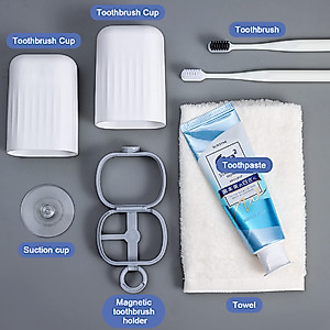 Travel Toothbrush Case, Multifuction Wall Mounted Toothbrush cup,Portable Toothbrush Holder for Travel,Camping,School,Home(Yellow)