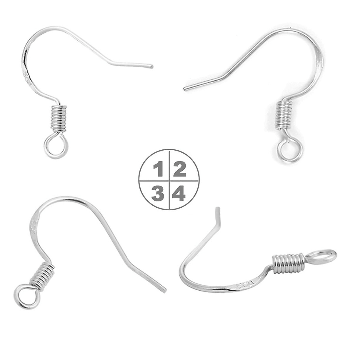 925 Sterling Silver Earring Hooks, 80 PCS/40 Pairs Ear Wires Fish Hooks, 240pcs Hypoallergenic Earring Making kit with Jump Rings and Clear Silicone Earring Backs Stoppers