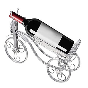 DOITOOL Motorcycle Wine Holder Metal Bike Sculpture Wine Bottle Rack Holder Tricycle Wine Glass Metal Rack Countertop Wine Bottles Holder Display Stand Silver Single Bottle Wine Holder