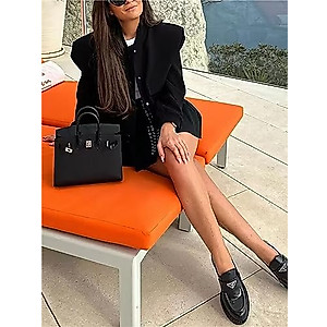 hathne Women's Cropped Bomber Jacket Button Up Casual Streetwear Bomber Jacket Coat with Pocket(L black)