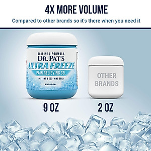 Dr Pat's Ultra Freeze Pain Relief Cream (9oz) - Muscle Rub Gel for Arthritis, Neuropathy, Foot & Joint - Cooling Sports Massage for Back, Shoulder & Knee - Menthol Analgesic for Neck & Body