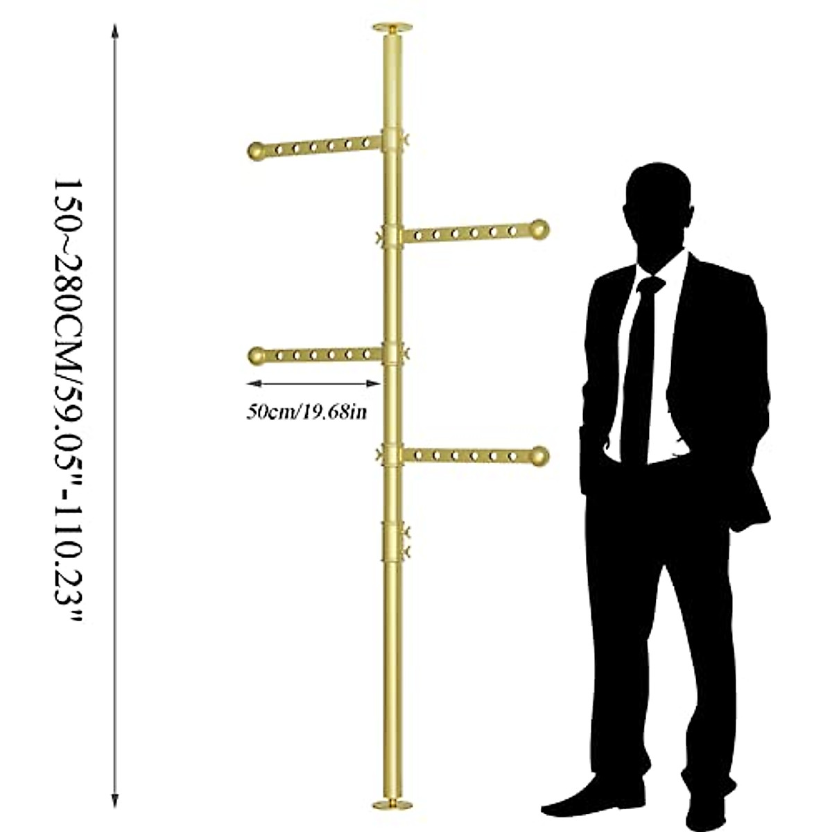 BIFCIOFH Adjustable Clothing Rack, 4-Tier Standing Metal Clothing Rack, Heavy Duty Vertical Pole Garment Rack, Closet Organizer System