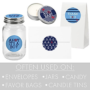 Ahoy It's a Boy Baby Shower Thank You Stickers - 1.75 in - 40 Labels