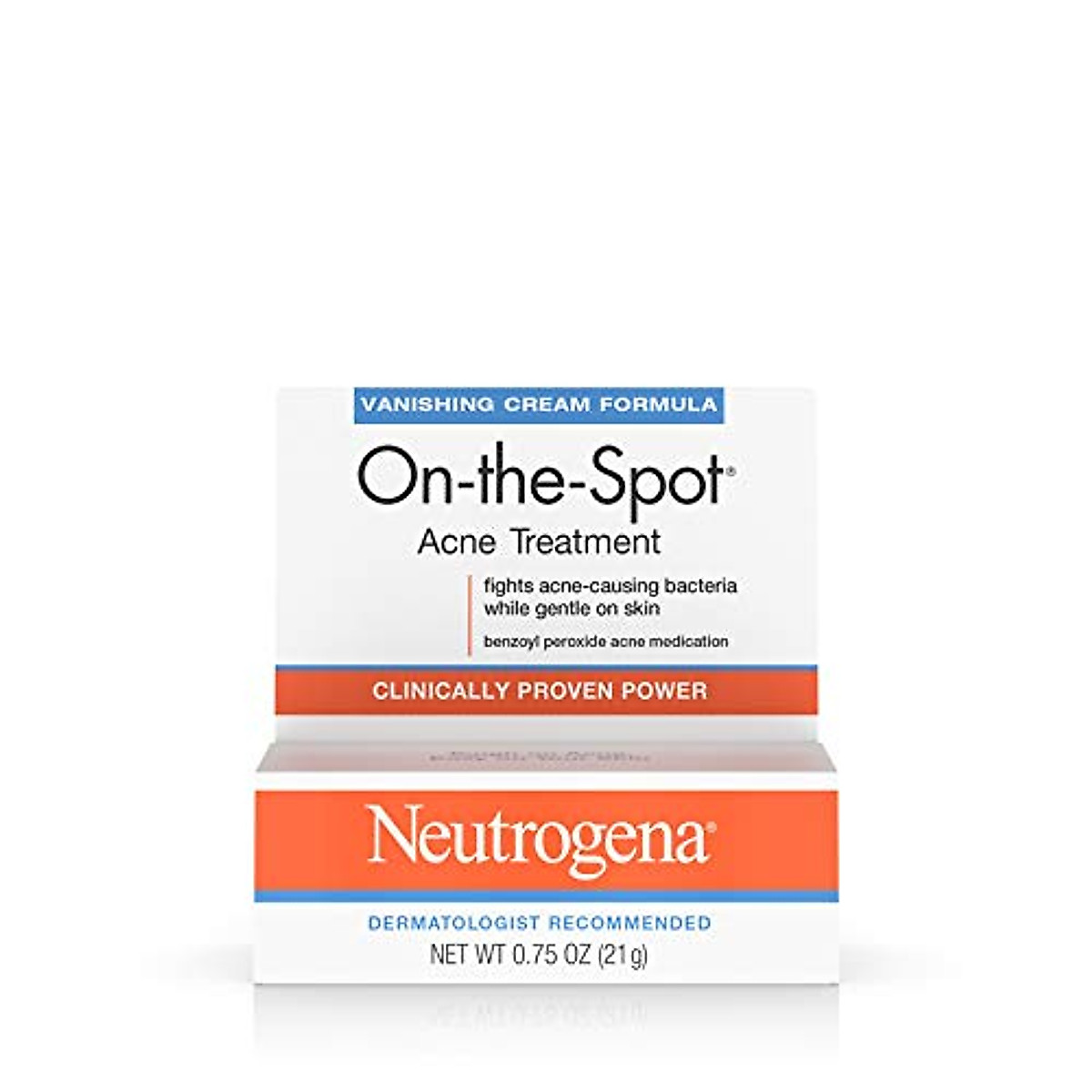 Neutrogena On-The-Spot Acne Spot Treatment with 2.5% Benzoyl Peroxide Acne Treatment Medication to Treat Face Acne, Gentle Benzoyl Peroxide Pimple Cream for Acne Prone Skin Care.75 oz