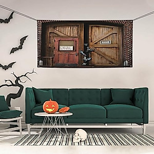 Western Happy Halloween Banner for Outdoor - Country Hand Wild Desert,Happy Halloween Yard Sign for Halloween Yard Decorations | Halloween Banners for Outside,Cream