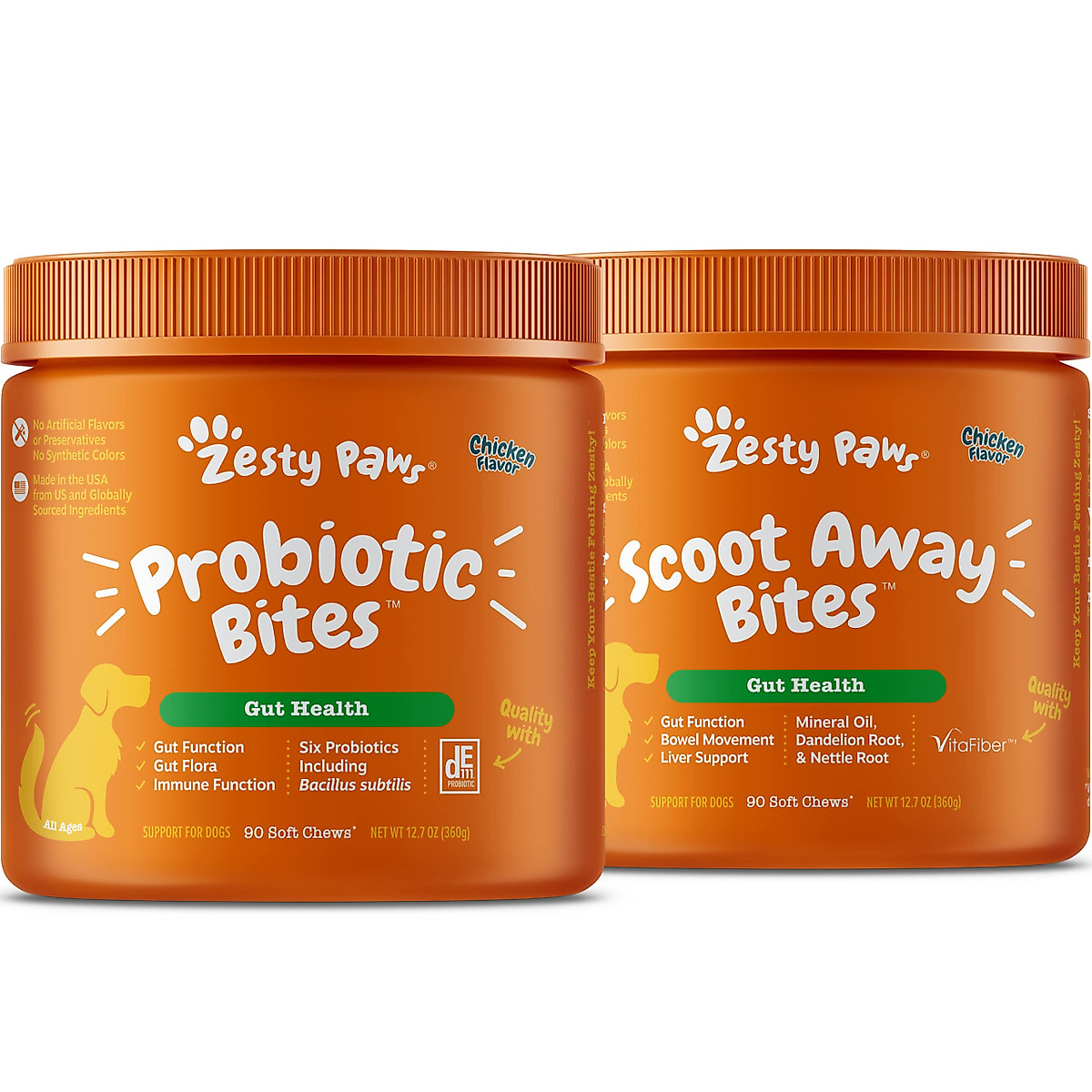 Probiotics for Dogs - Probiotics for Gut Flora, Digestive Health + Scoot Away Soft Chews for Dogs - with Bromelain