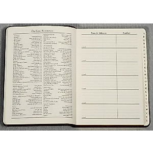 Graphic Image 7 Inch Leather Bound Desk Address Book, Genuine Calfskin Leather, 1,400 Entries, British Tan