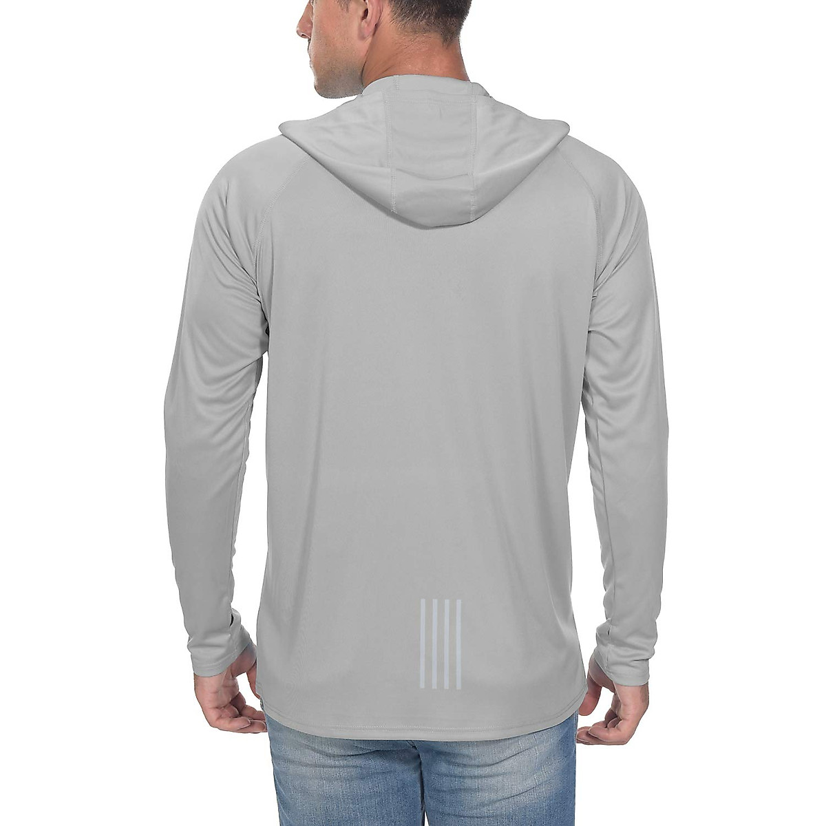 Men's UPF 50+ UV Sun Protection Outdoor Long Sleeve Fishing T-Shirt with Hoodies Grey