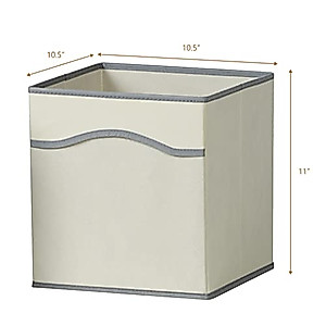 SunnyPoint Classic Collapsible, Foldable Storage Fabric Cube Organizer Bin - Pack of 6 (CREAM)