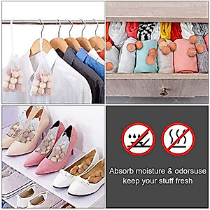 Tiamu Cedar Balls for Closets and Drawers Natural Cedar Balls for Clothes Storage 48PCs with 2 Satin Bags