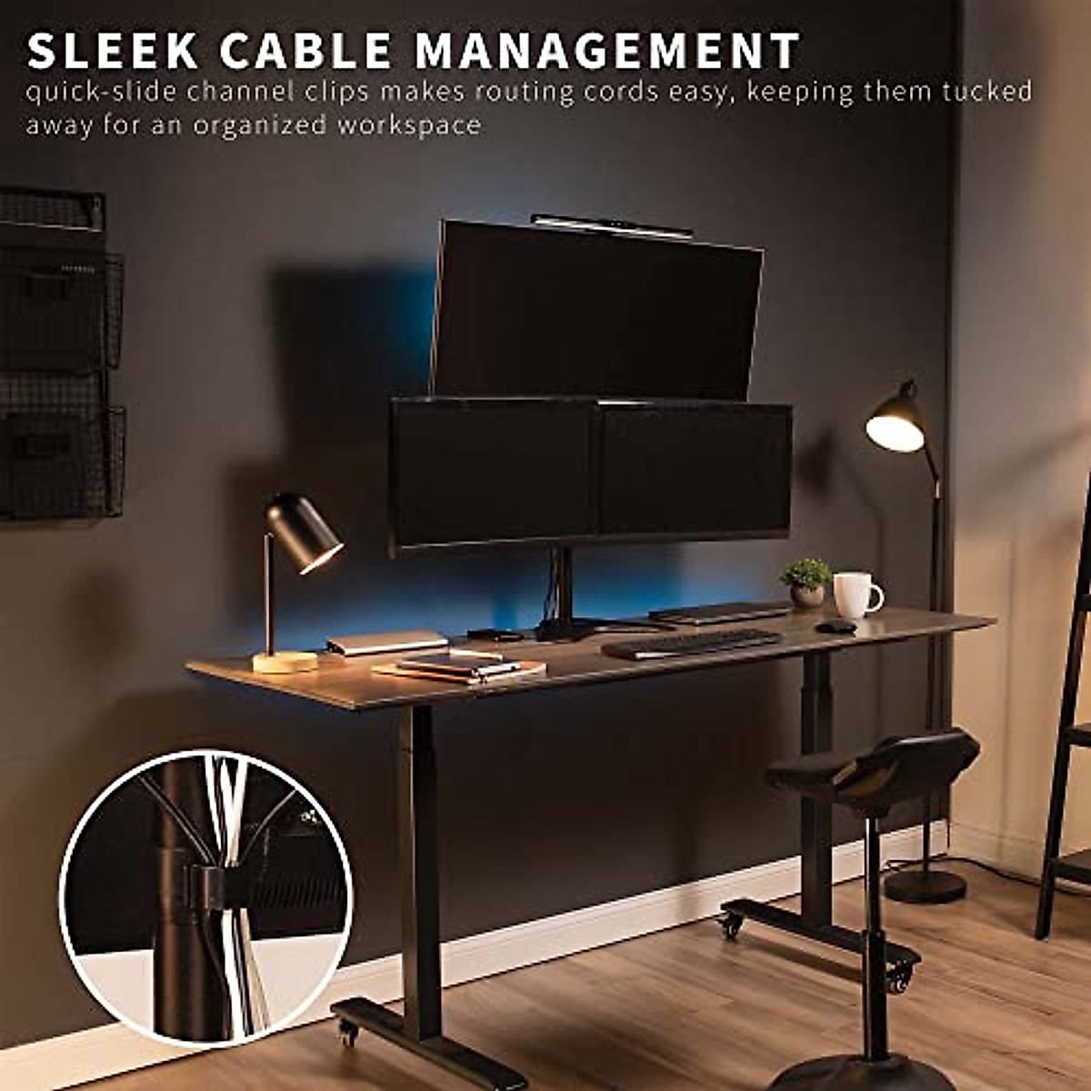 VIVO Triple LCD LED Computer Monitor Desk Stand, Free Standing Heavy Duty Fully Adjustable Mount for 3 Screens up to 30 inches STAND-V003E