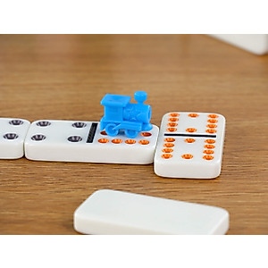 Regal Games â€“ Double 12 Dominoes â€“ Colored Dots Set â€“ Mexican Train Edition Set with, 91 Tiles, 4 Trains, Hub, & Collector's Tin - 2-8 Players Ages 8+ for Kids & Adults